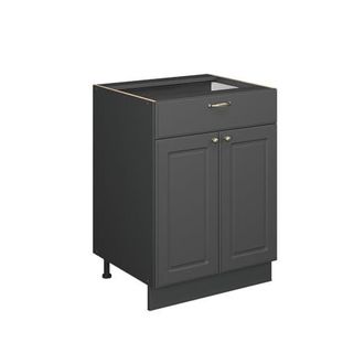 Vicco Meuble Cuisine Fame-Line, Anthrazit-Gold Landhaus, 60cm avec tiroir, PT Anthracite