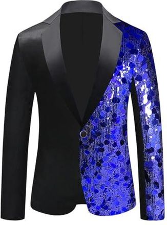 Generic Hommes Paillettes Blazer Veste de Bal Paillettes Brillantes Veste de Costume d&eacute;contract&eacute; Veste Costume Mariage Slim fit