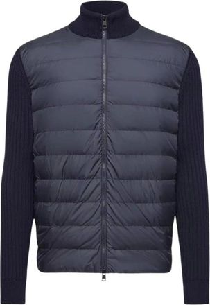 Moncler Homme, Vestes, Bleu, Taille: XL Wool Cardigan