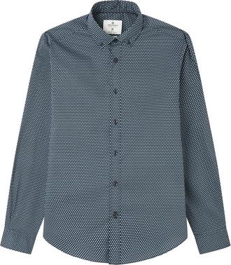 Springfield Herren Microprint Easy Care Strech Shirt Stretch-Hemd, blau, L