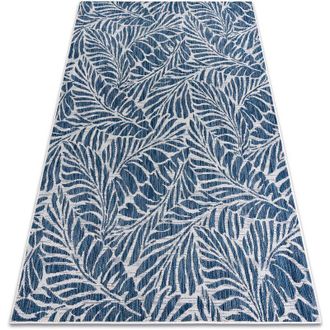 RugsX Rugsx - Teppich sisal sion Bl&auml;tter 22151 flach gewebt ecru / dunkelblau blue 140x190 cm