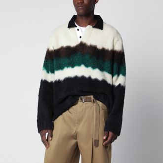 sacai Mehrfarbiges Poloshirt mit Farbverlauf und Streifen