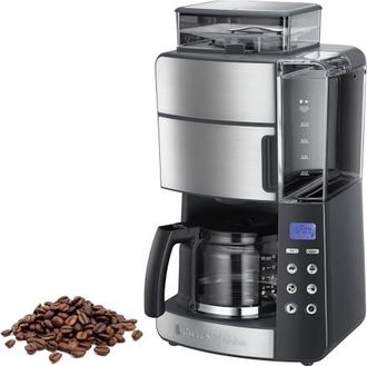 Russell Hobbs Kaffeemaschine mit Mahlwerk Glaskanne [Digitaler Timer, Brausekopf für opt. Extraktion & Aroma] Grind&Brew (1 bis 10 Tassen, 3-stufige Mahlgradeinstel