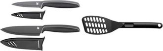 WMF Touch Messerset 2-teilig, Küchenmesser mit Schutzhülle, schwarz & Pfannenwender Kunststoff 31 cm, Wender mit Ablage-Knick und Aussparungen, Pfannkuche