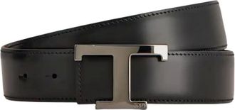 Tod's Homme, Accessoires, Noir, Taille: 100 CM Ceinture réversible en cuir avec boucle T
