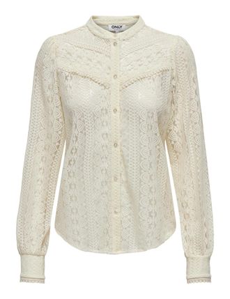 Only Damen Onlreba Lace L/S Shirt WVN Noos, Egret, XXL