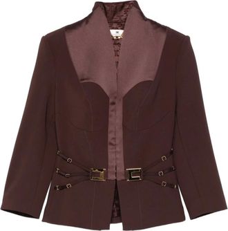 Elisabetta Franchi Femme, Vestes, Brun, Taille: 36 FR Blazer Manches Courtes