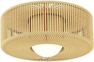 HOMCOM Deckenleuchte, Boho-Deckenlampe H&auml;ngend mit G9 LED Fassung, Runde Deckenbeleuchtung mit Lampenschirm aus Hanfseil, f&uuml;r Schlafzimmer Wohnzimmer, Hellbr