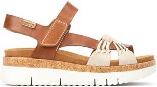 Pikolinos Sandales &agrave; Semelles compens&eacute;es en Cuir Palma pour Femme Color Marfil-Bra