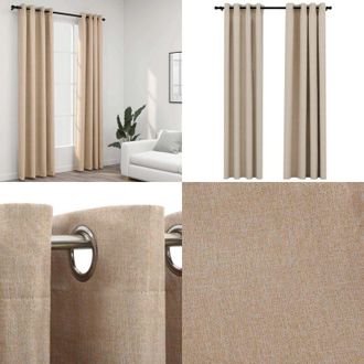 vidaXL Verdunkelungsvorh&auml;nge &Ouml;sen Leinenoptik 2 Stk. Beige 140x245 cm - Verdunklungsvorh&auml;nge - Leinenoptik - Vorh&auml;nge Beige - Wohnraumdekoration