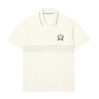 Lacoste Klassisches Besticktes Crest Polo Off White - - Tops - Herren - Wei&szlig; - XL