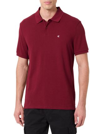 Calvin Klein Herren Poloshirt Kurzarm Monogram Pique aus Baumwolle, Rot (Renaissance Red), XL