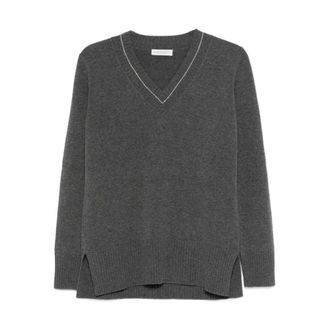 Le Tricot Perugia Femme, Pulls, Gris, Taille: 40 FR Pull &agrave; col en V