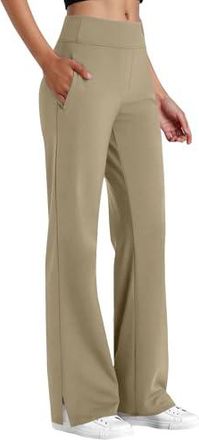 Generic Pantalon de yoga &agrave; jambes larges pour femme - D&eacute;contract&eacute; - Tendance - Taille haute - Confortable - D&eacute;contract&eacute; - Argent&eacute;, kaki, 4XL