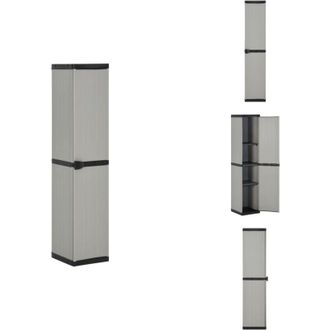 vidaXL Armoire de rangement de jardin 3 &eacute;tag&egrave;res Gris/noir 34x40x168cm - Meuble De Jardin - Armoire De Rangement Ext&eacute;rieur - Rangement Jardin - Armoire