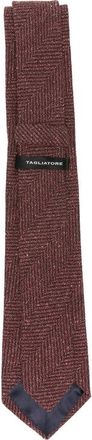 Tagliatore Herringbone Silk-Wool Necktie - Red