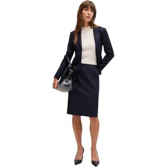 HUGO BOSS Vileah Bleistiftrock f&uuml;r Damen, Schurwolle (Dunkelblau)