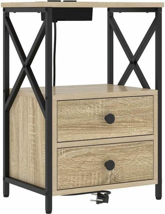 vidaXL Nachttisch mit Ladestation Sonoma Eiche Holzwerkstoff Vidaxl