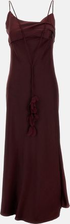 Self Portrait Midi-kleid Aus Bordeaux-raffsattrasse Mit Blume