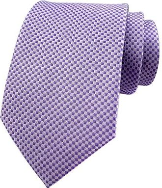 Generic Cravates &agrave; motif jacquard &agrave; carreaux pour homme - Violet et argent&eacute;
