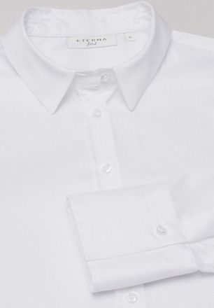 Eterna Blusentop ETERNA FITTED Performance Shirt Langarm Bluse weiss twill 5377-00-DF04