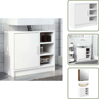 vidaXL The Living Store - Waschbeckenunterschrank Wei&szlig; 63x29x55 cm Holzwerkstoff - Waschtischunterschrank - Badezimmerm&ouml;bel - Holzwerkstoff - Wei&szlig;er Schrank