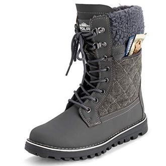 Polar Femmes Mousse A Mémoire Poche Eclair Latéral Imperméable Bande De Roulement Semelle En Caoutchouc Bottes De Neige - Gris Textile - UK6/EU39 - YC0624