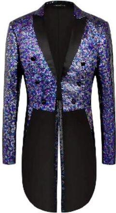 Generico Veste longue &agrave; paillettes pour homme, costume de carnaval, manteau &agrave; paillettes pour le r&eacute;veillon du Nouvel An, pr&eacute;sentations et bals costum&eacute;s, Multic