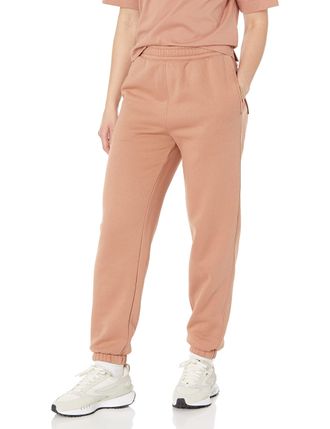 Amazon Essentials Damen Entspannte Jogginghose Mit Hoher Taille (In Übergröße Erhältlich), Hellbraun, XS