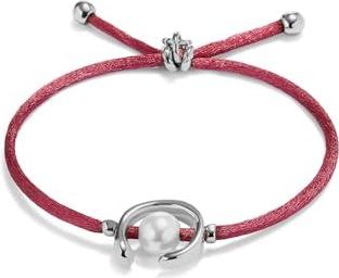 Uno De 50 UNOde50 Bracelet en fil en nylon mauve avec perle de coquillage plaquée argent