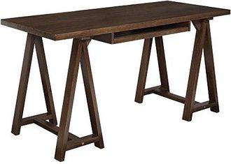 Simpli Home 3AXCSAW-07 Sawhorse Desk, Holz, medium Saddle braun, 152.4 x 60.96 x 76.2 cm