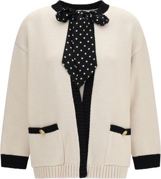 Valentino Strickjacke mit Polka-Dot-Schleife - - Knitwear - Damen - Beige - M