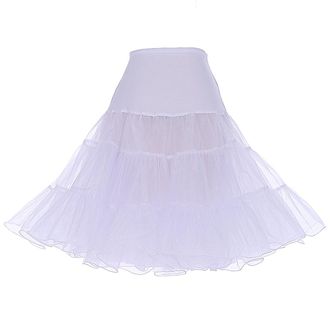 Dresstells Petticoat Unterrock Damen Reifrock Karneval Dirndl Wei&szlig; 1950er Rockabilly Kleider Pettycode Kurz T&uuml;llrock Fasching Kost&uuml;m White XL