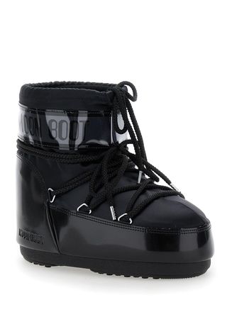 Moon Boot Logo Print Snow Boot - Black