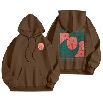 Generic Sweat &agrave; capuche imprim&eacute; tendance pour la Saint-Valentin 2026 (2), marron, XXL