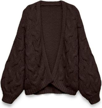 Vero Moda Strickjacke VMMAYBE LS OPEN CABLE CARDIGAN NOOS Kunstfaser, mit Zopfstrickmuster