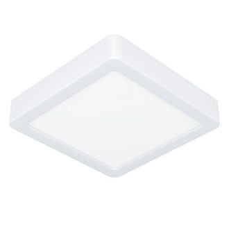 Eglo Plafonnier LED Fueva 6, lampe de plafond carr&eacute;e, luminaire en saillie, &eacute;clairage pour salle de bains en plastique blanc, blanc chaud - blanc froid, IP