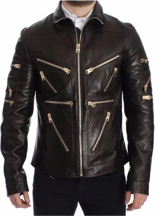 Dolce & Gabbana Homme, Vestes, Brun, Taille: S Multi-Zip Multi-Pocket Jacket