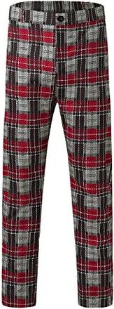 Generic Pantalon de loisirs pour homme avec motif &agrave; carreaux - Pantalon de costume pour homme - Coupe ajust&eacute;e - Respirant - Pantalon chino ample - Pantalon lo