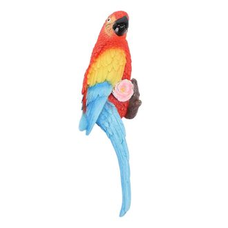 Walmeck Vogelfigur aus Kunstharz, Halbgesichtige Papageienskulptur mit Lebendigen Farben, Lebensechtes Aussehen f&uuml;r den Balkongarten, Regenfest und Sonnenfest