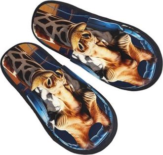 Generic Pantoufles De Maison Girafe Portant Des &Eacute;couteurs L&eacute;gers Pantoufles En Feutre R&eacute;utilisables Chaussons Pour Homme Invit&eacute; Spa L