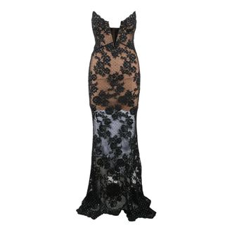 Self Portrait Femme, Robes, Noir, Taille: 44 FR Abito lungo a sirena