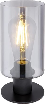 Globo Lighting Tischleuchte HADERA mit Rauchglas Lampenschirm, Metall Schwarz, H&ouml;he 23cm