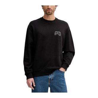 Calvin Klein Jeans Homme, Sweatshirts et sweats &agrave; capuche, Noir, Taille: M Printed Long Sleeve Round Neck SweaT-shirt