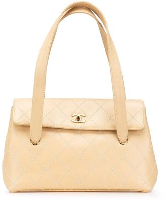 Chanel Hobo Bags - CC Calfskin Wild Stitch Flap Shoulder Bag - Gr. unisize - in Braun - f&uuml;r Damen