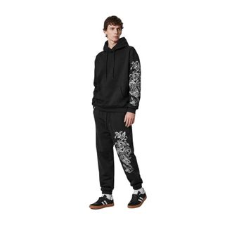 John Richmond Floral-Sleeve Hoodie - - Sweatshirts & Hoodies - Herren - Schwarzk - L
