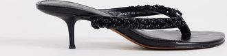 Topshop Nolan - Sandales &agrave; talon mi-haut orn&eacute;es de perles avec entre-doigts - Noir