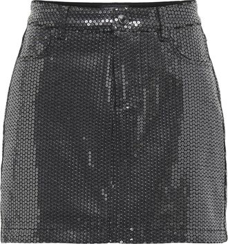 Only Damen ONLZERA MW Short Skirt XT PNT Rock, Black/Detail:W. Dark Sequins, M