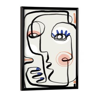 artboxONE Poster mit schwarzem Rahmen 18x13 cm Abstrakt Frau Mit Nagellack - Bild Gesicht dekorativ Fineliner