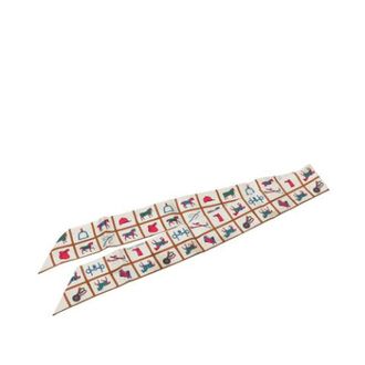 Herm&egrave;s &Eacute;charpe Twilly doccasion - Couvertures et Tenues de Jour - Femme - Pre-owned - Blanc - Taille: ONE Size